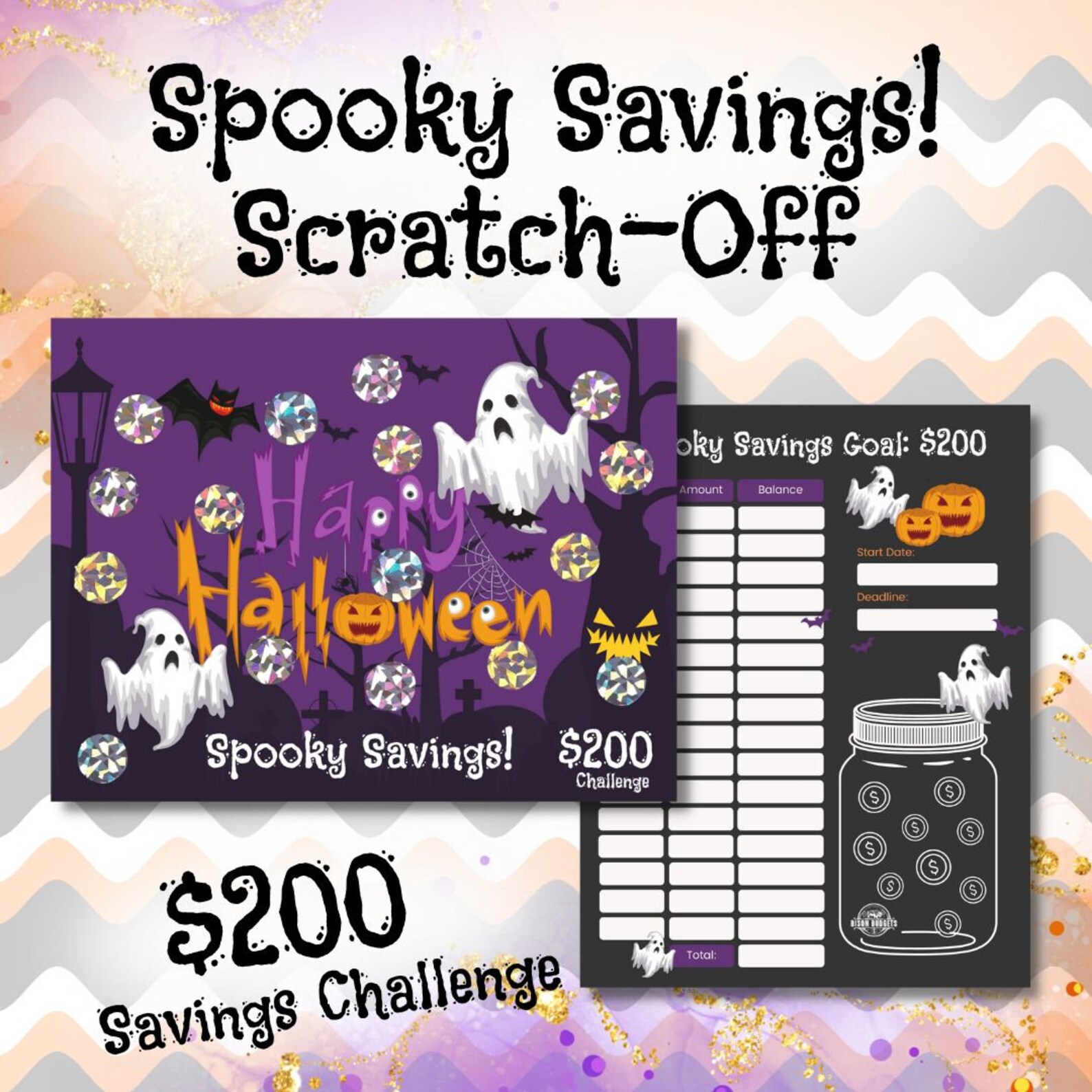 Spooky Savings, Halloween Savings Challenge Scratch off Card, 200 A6 ...