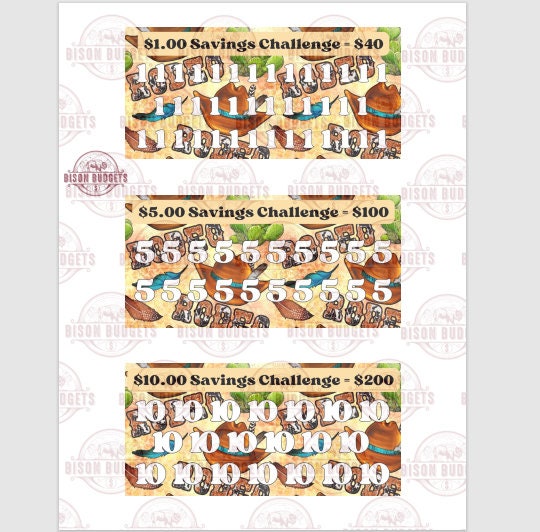 6pc Rodeo Design Savings Tracker Sheet Printable PDF Cash Envelope A6 ...