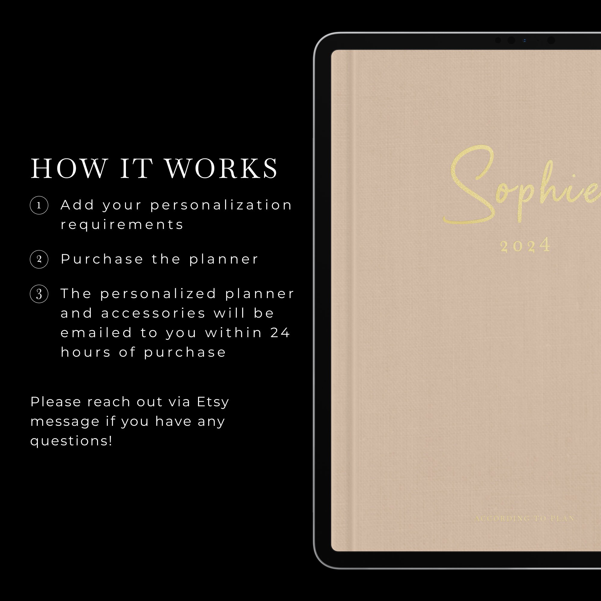 Personalized 2024 Digital Planner, Custom Minimalist Daily Weekly ...