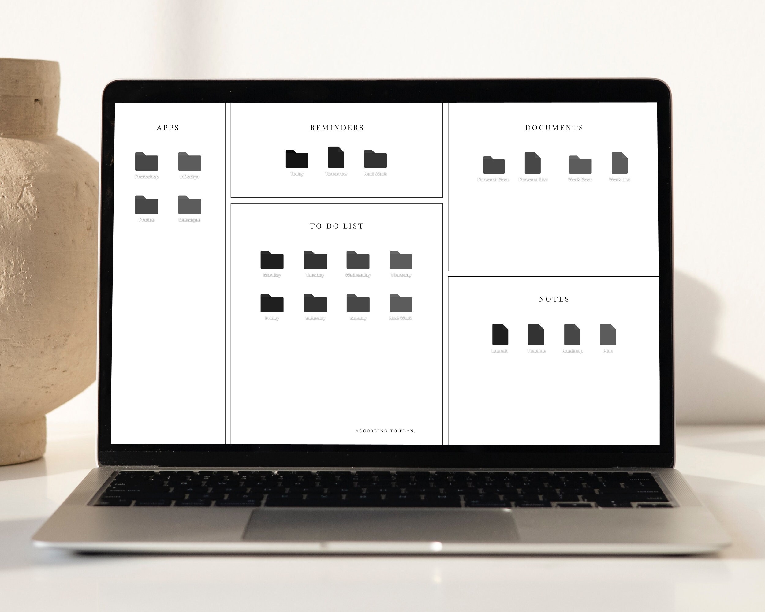 Black Desktop Folder & File Icons Pack for Mac Windows, Aesthetic ...