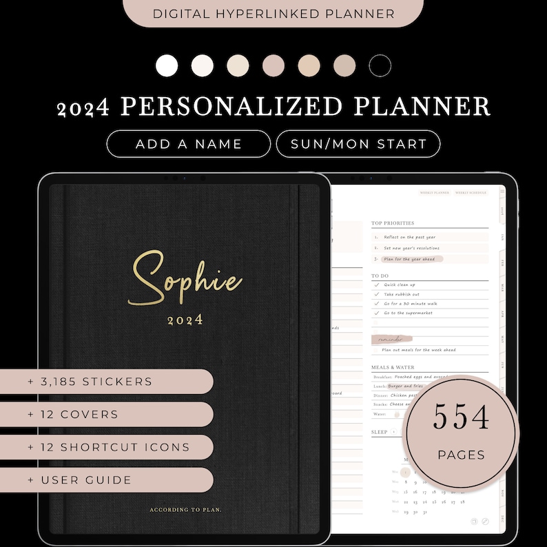 Personalized 2024 Digital Planner Custom Minimalist Daily - Etsy
