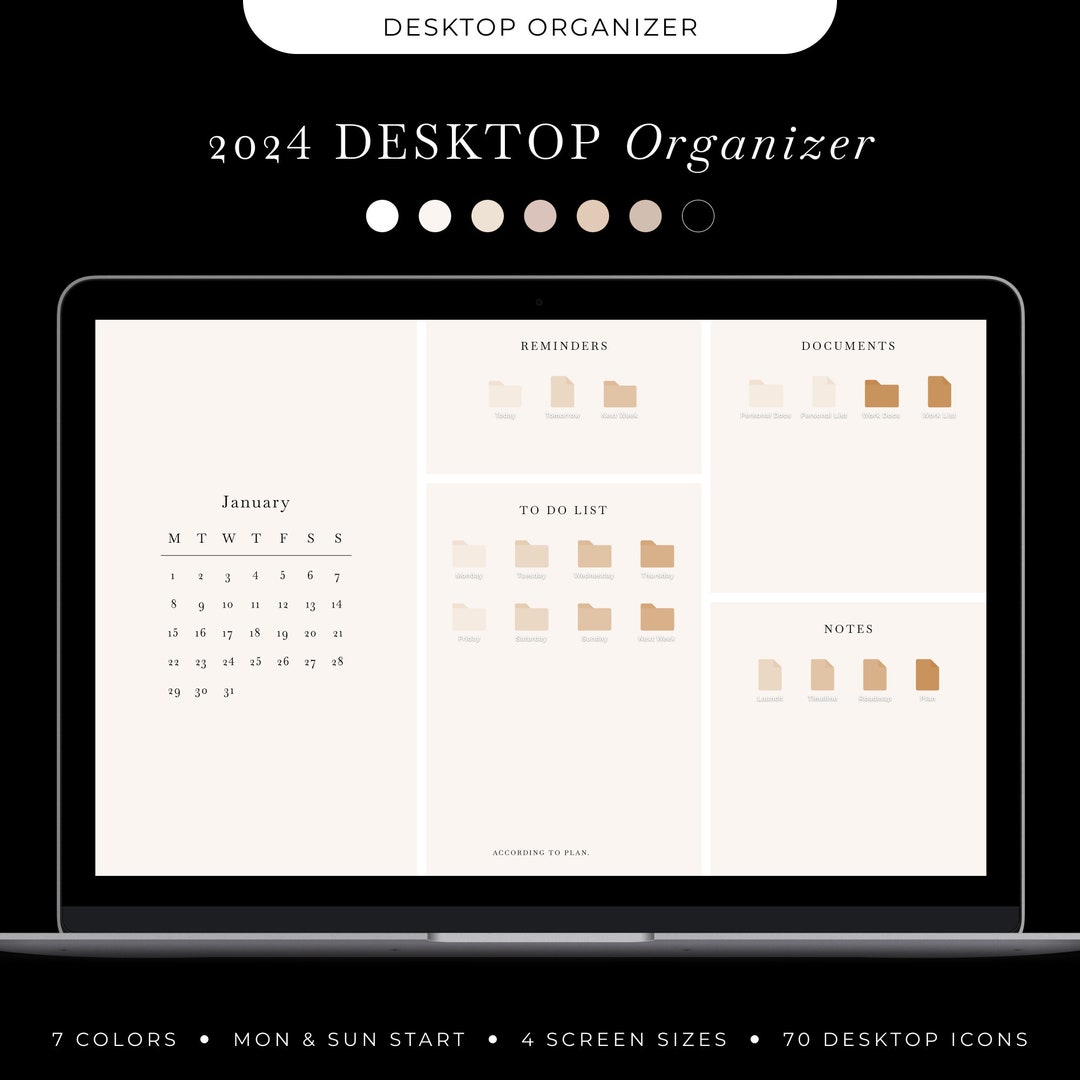 2024 Calendar Desktop Organizer, MacBook Organizer, Monthly Calendar ...