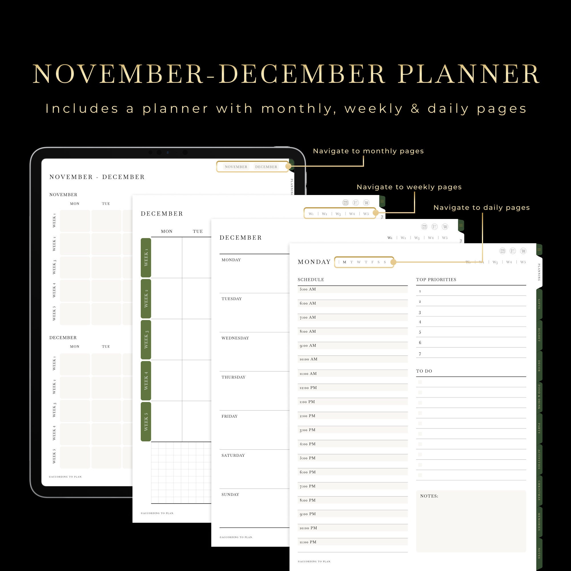 Digital Christmas Hyperlinked Planner, Christmas Budget Decor & Gift ...