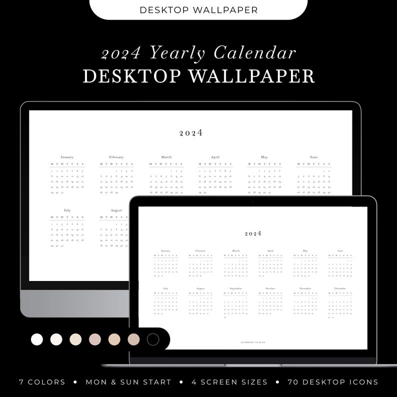 2024 Yearly Calendar Desktop Wallpaper, MacBook Wallpaper Desktop ...