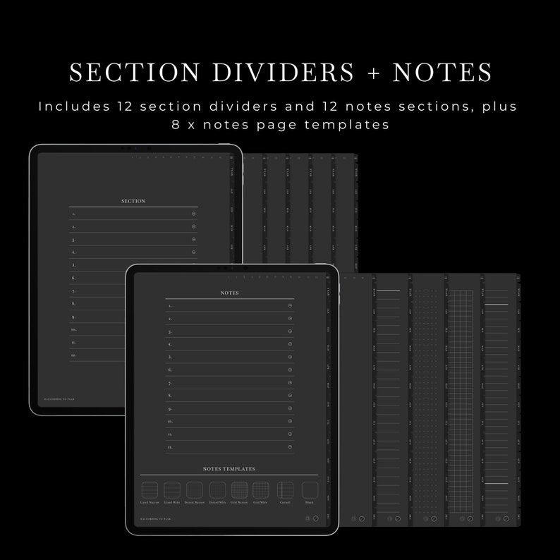 Undated Dark Mode Digital Planner, Daily Planner, Weekly Planner ...