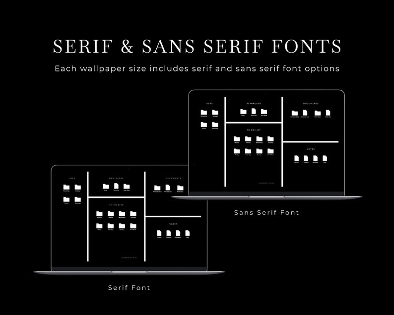 Desktop Organizer Wallpaper With Desktop Folder Icons, Aesthetic Black ...
