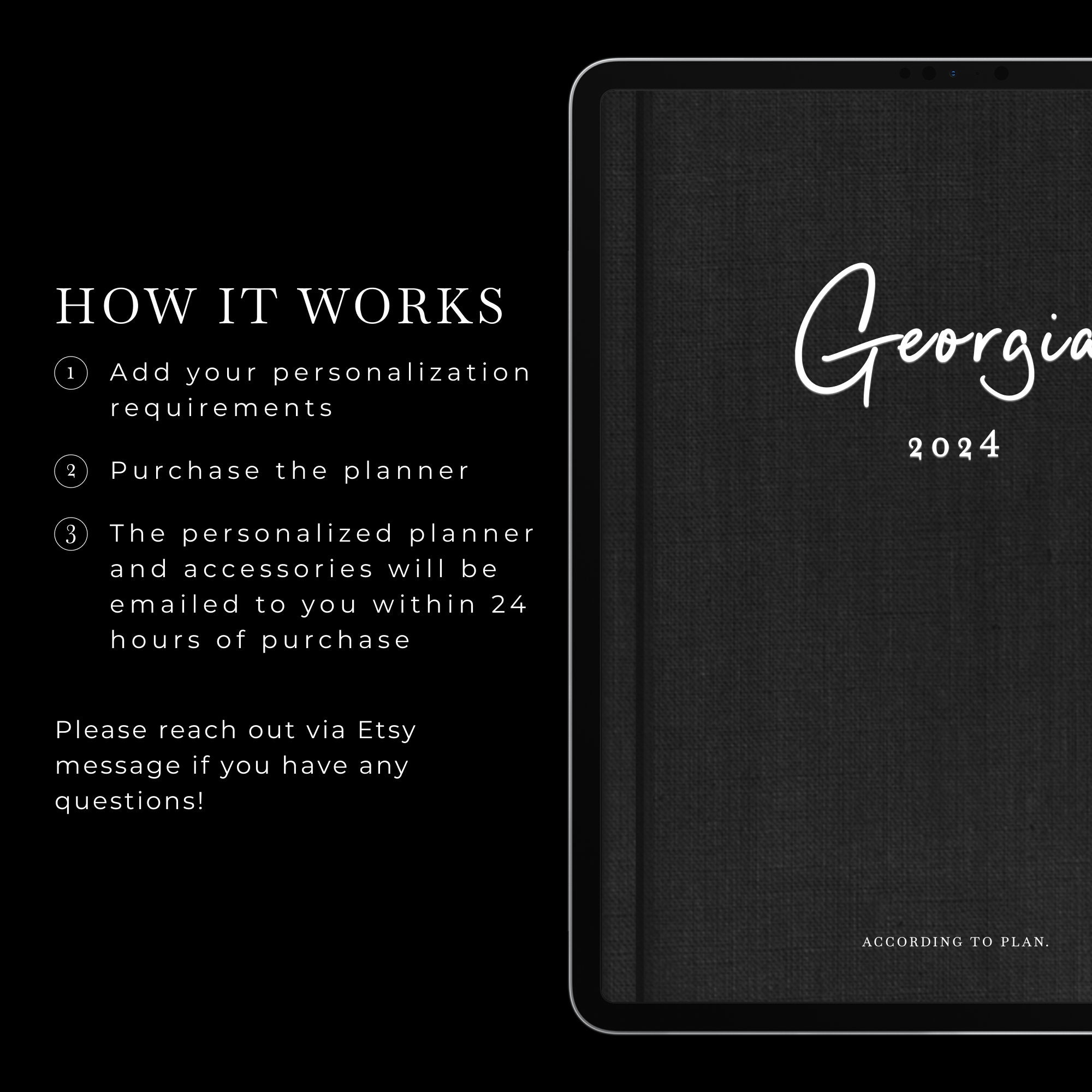 Personalized 2024 Dark Mode Digital Planner Custom Planner - Etsy