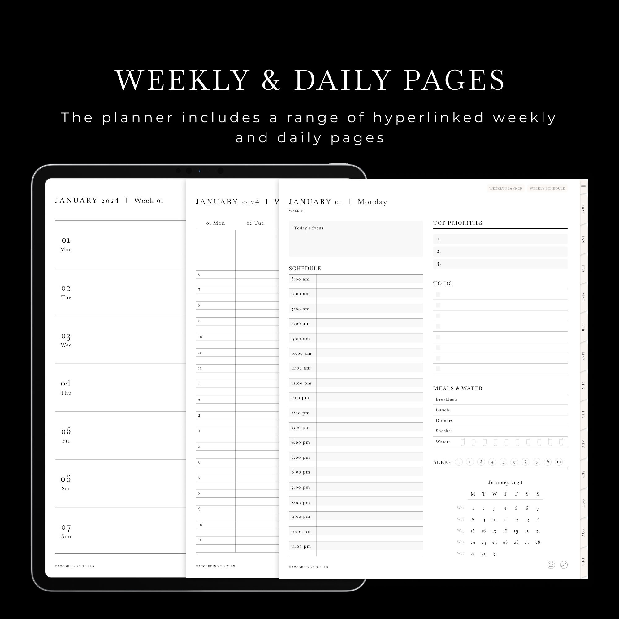 Personalized 2024 Digital Planner, Custom Minimalist Daily Weekly ...