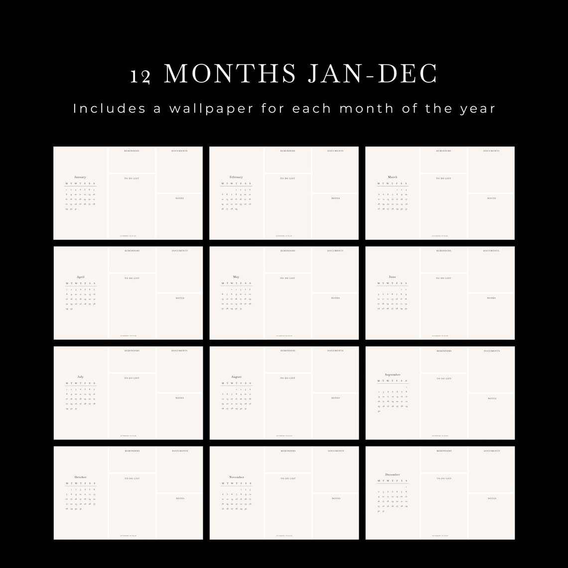 2024 Calendar Desktop Organizer, MacBook Organizer, Monthly Calendar ...