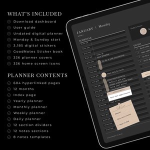 Dark Mode Undated Digital Planner, Daily Planner, Weekly Planner ...