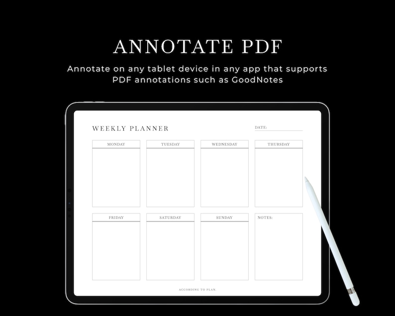 Days of the Week Undated Weekly Planner, Simple Desk Planner, Fillable ...