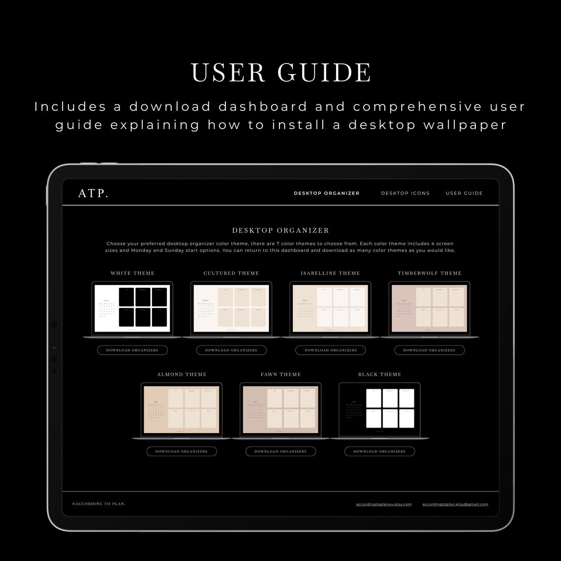 2024 Desktop Organizer, Wallpaper Organizer With 2024 Calendar, Laptop ...