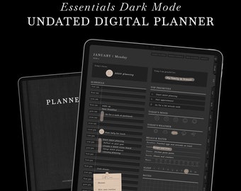 Dark Mode Undated Digital Planner, Daily Planner, Weekly Planner ...