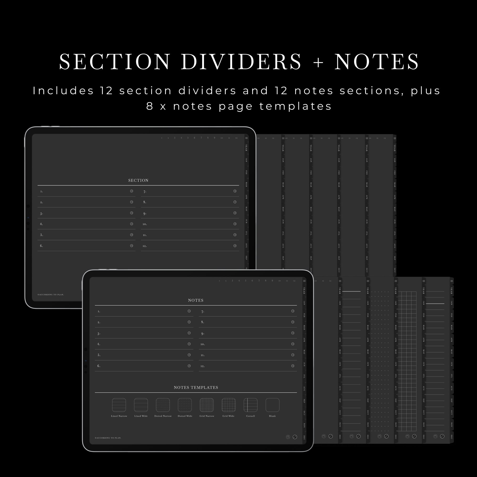 Dark Mode Undated Digital Planner, Daily Planner, Weekly Planner ...