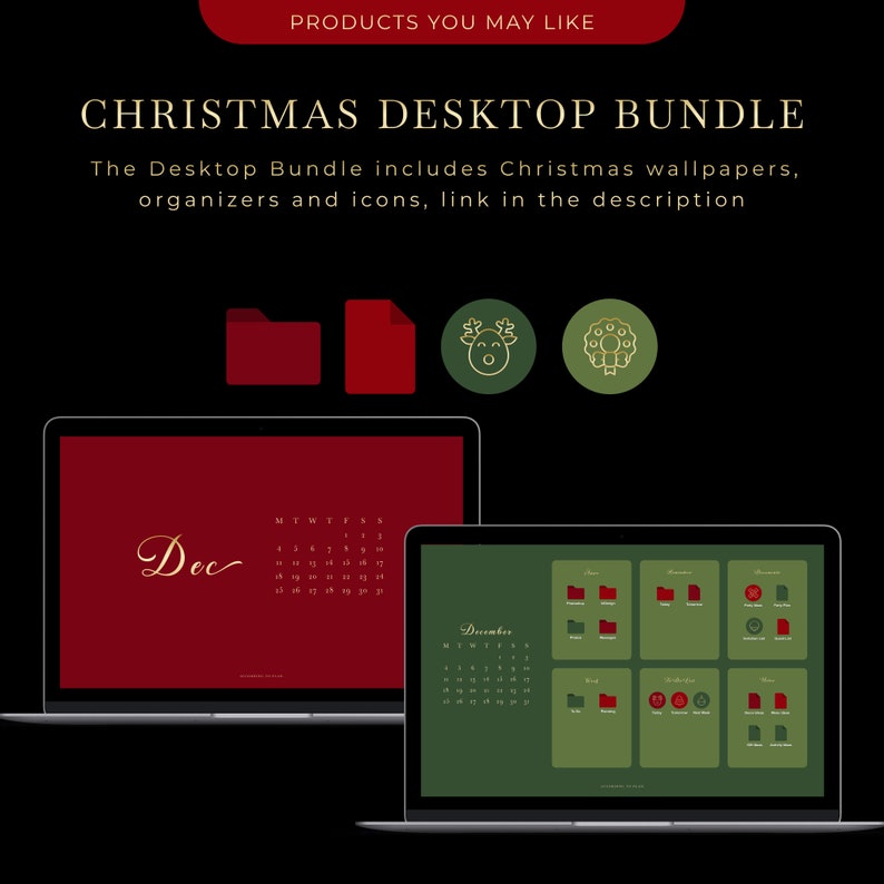 Christmas Desktop Folder Icon Pack, Christmas Icons for Mac & Windows ...