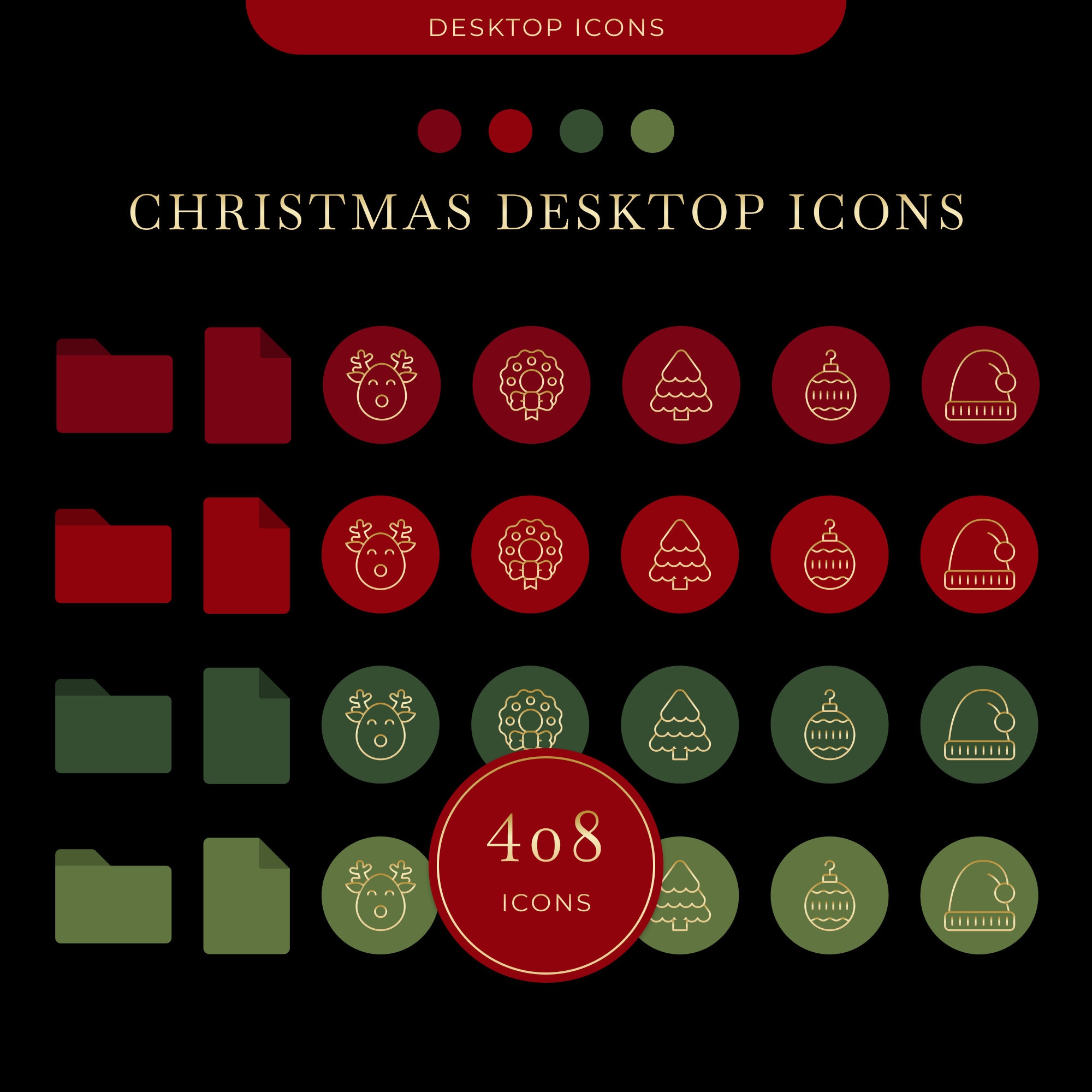 Christmas Desktop Folder Icon Pack, Christmas Icons for Mac & Windows ...