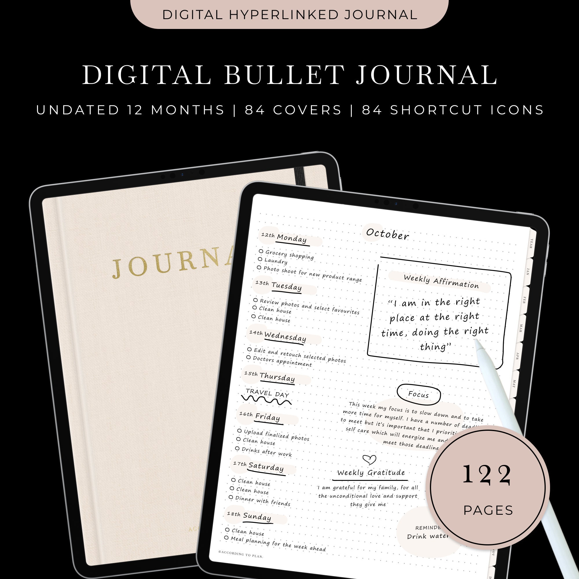 Digital Bullet Journal Aesthetic Blank Dot Grid Journal - Etsy