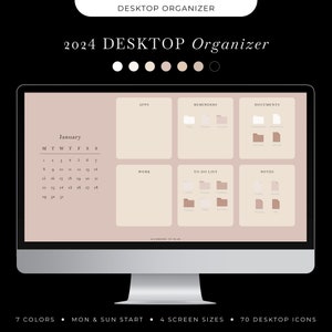 2024 Desktop Organizer, Wallpaper Organizer With 2024 Calendar, Laptop ...