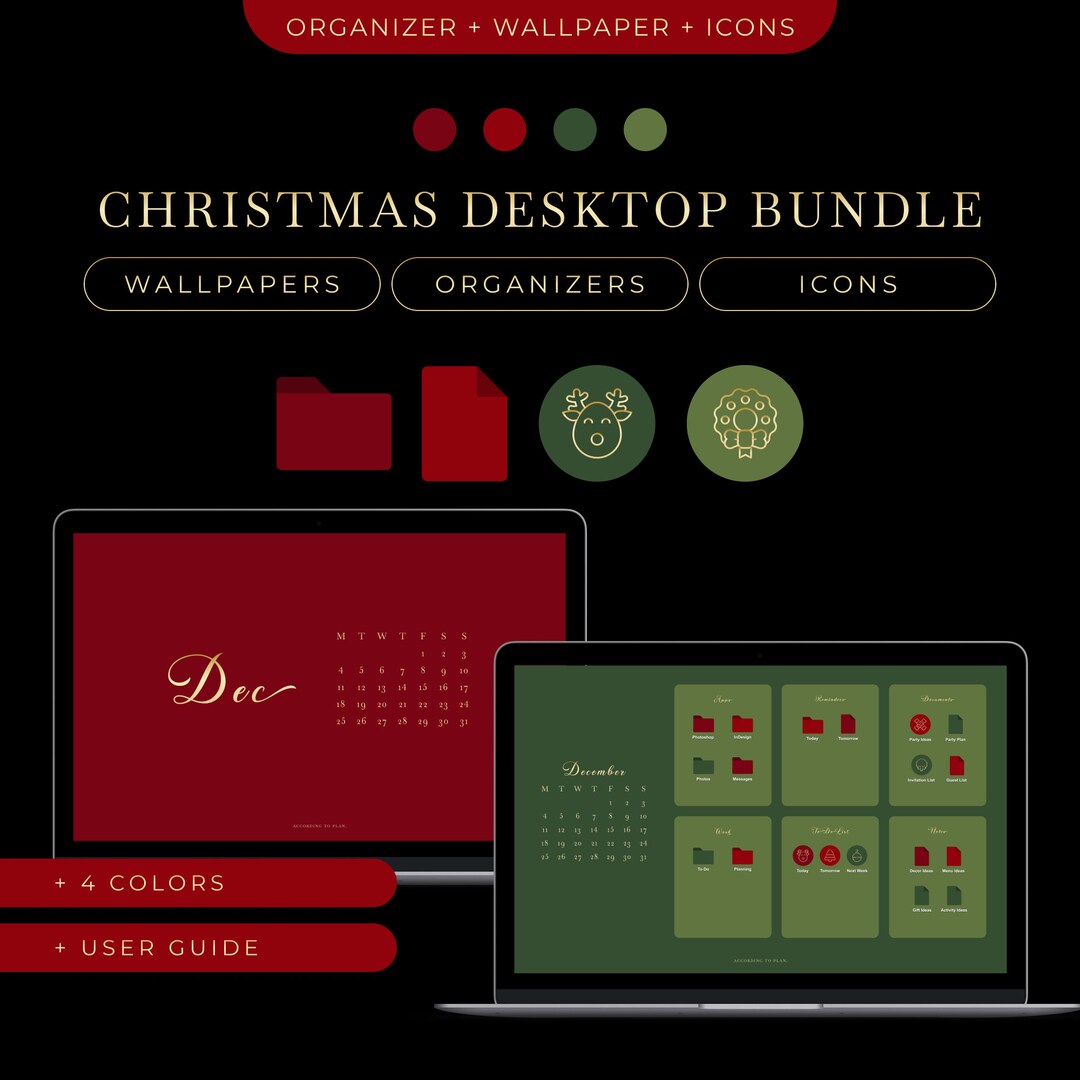 Christmas Desktop Organizer & Wallpaper Bundle With Desktop Icons ...