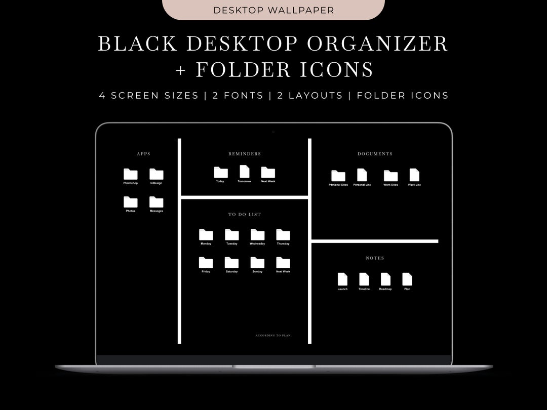 Desktop Organizer Wallpaper With Desktop Folder Icons - Etsy