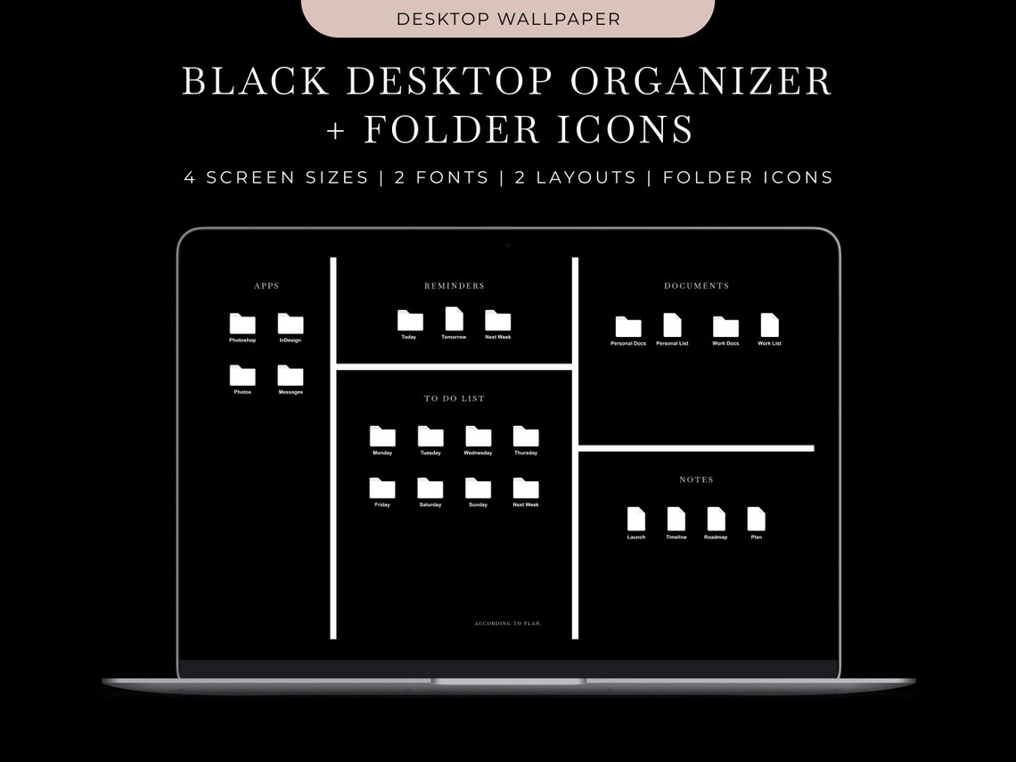 Desktop Organizer Wallpaper With Desktop Folder Icons - Etsy