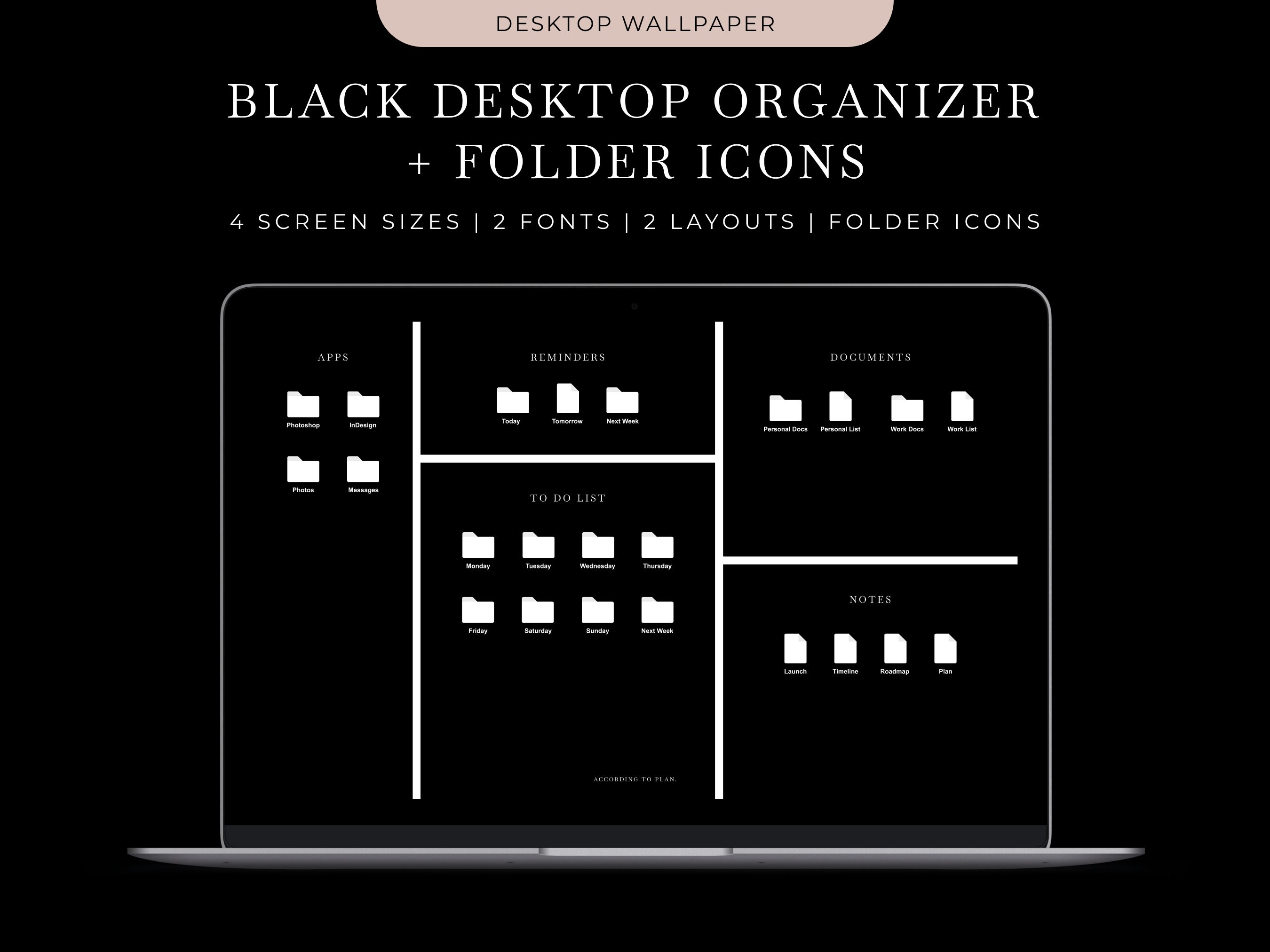 Desktop Organizer Wallpaper With Desktop Folder Icons - Etsy