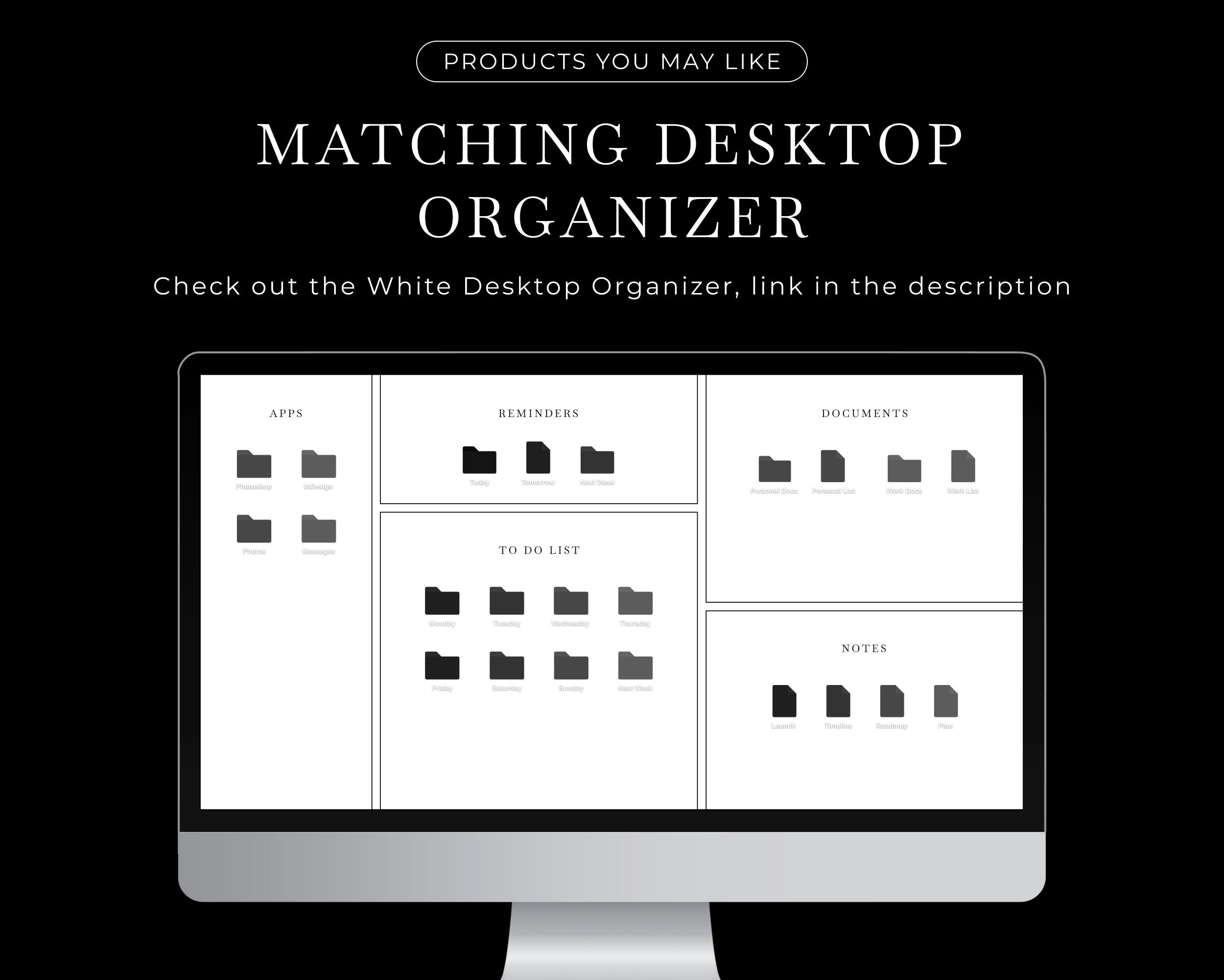 Black Desktop Folder & File Icons Pack for Mac Windows, Aesthetic ...