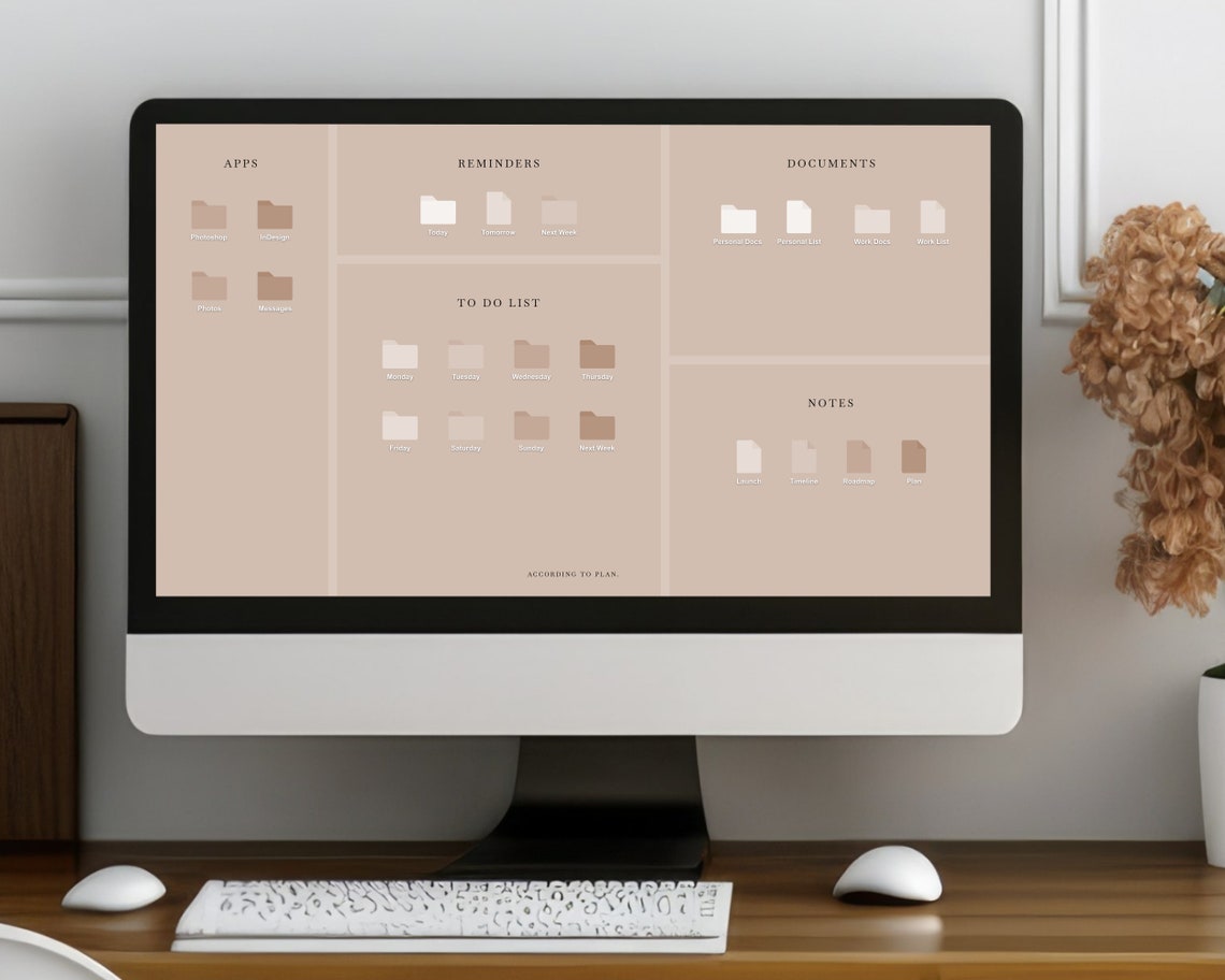 Desktop Wallpaper Organizer Neutral Blush Desktop Folder & - Etsy