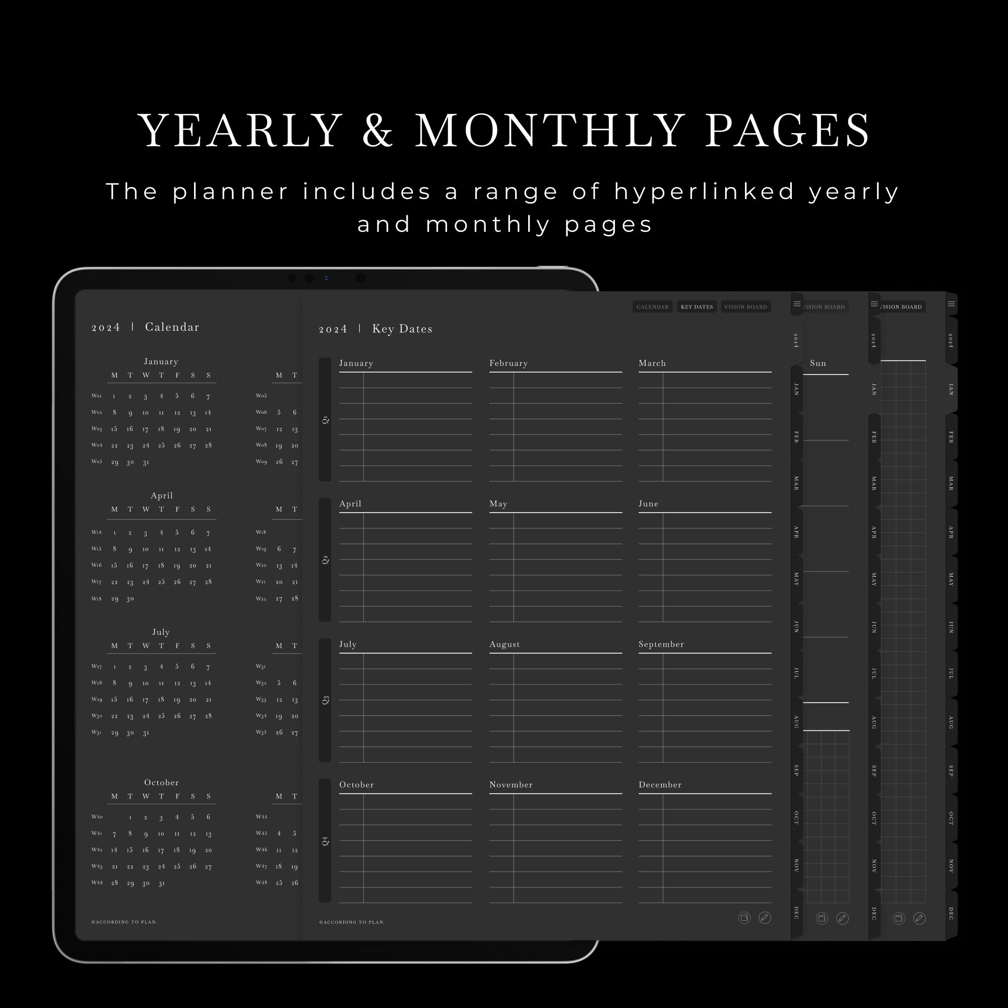 Personalized 2024 Dark Mode Digital Planner Custom Planner - Etsy
