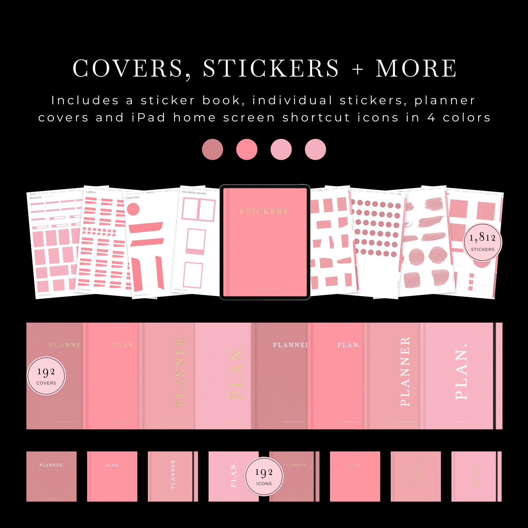 Undated Pink Digital Planner, Daily Planner, Weekly Planner, Monthly ...