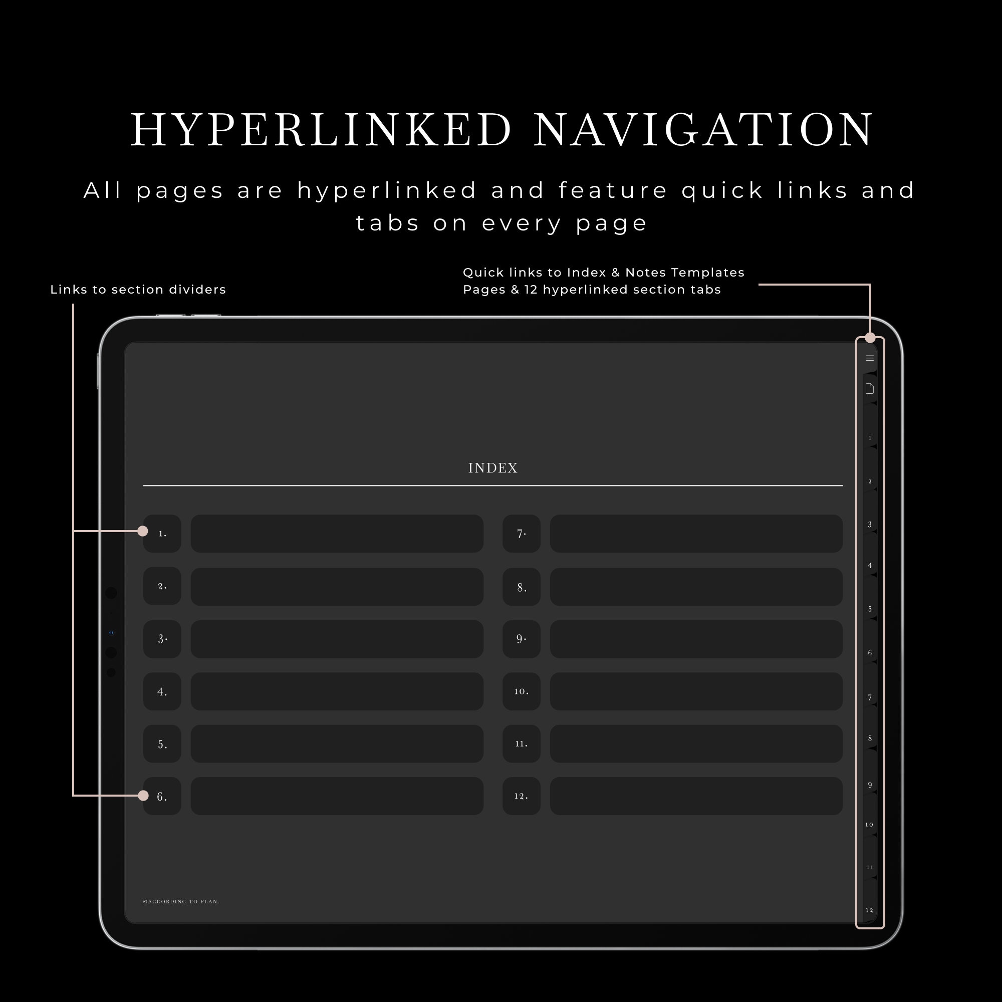 Dark Mode Digital Notebook, Landscape Notebook With 12 Tabs ...