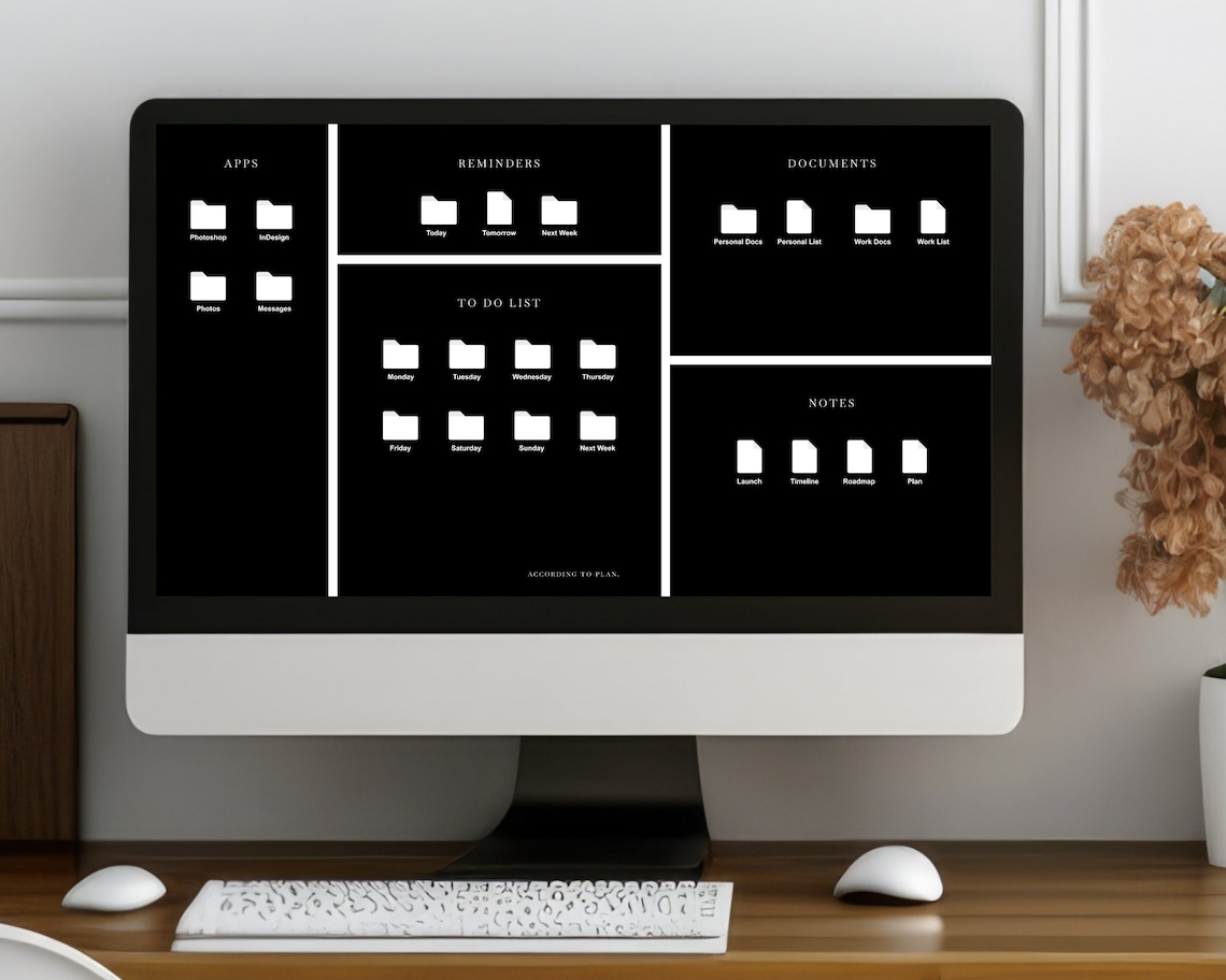 Desktop Organizer Wallpaper With Desktop Folder Icons - Etsy
