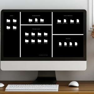 Desktop Organizer Wallpaper With Desktop Folder Icons, Aesthetic Black ...