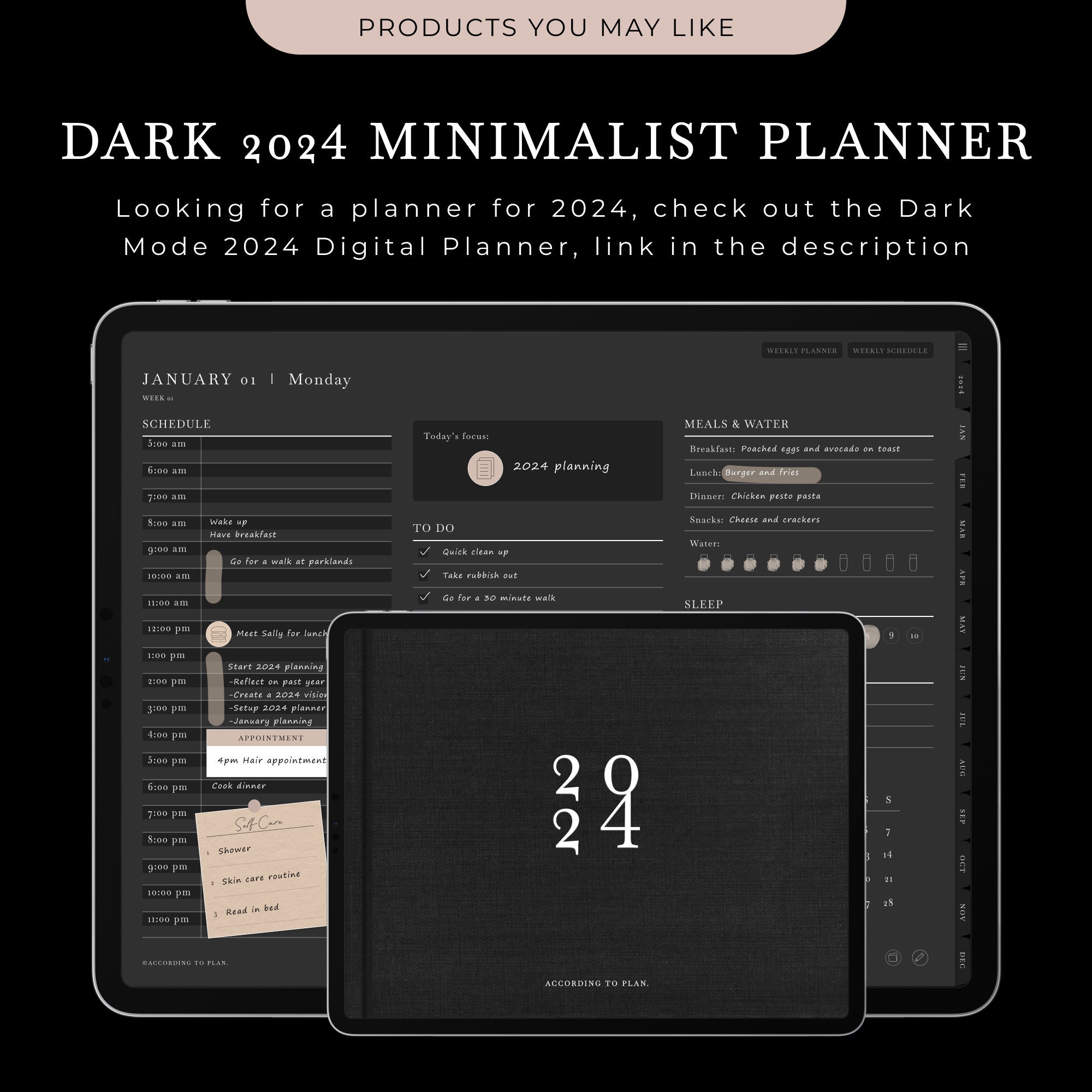 Dark Mode Digital Notebook, Landscape Notebook With 12 Tabs ...