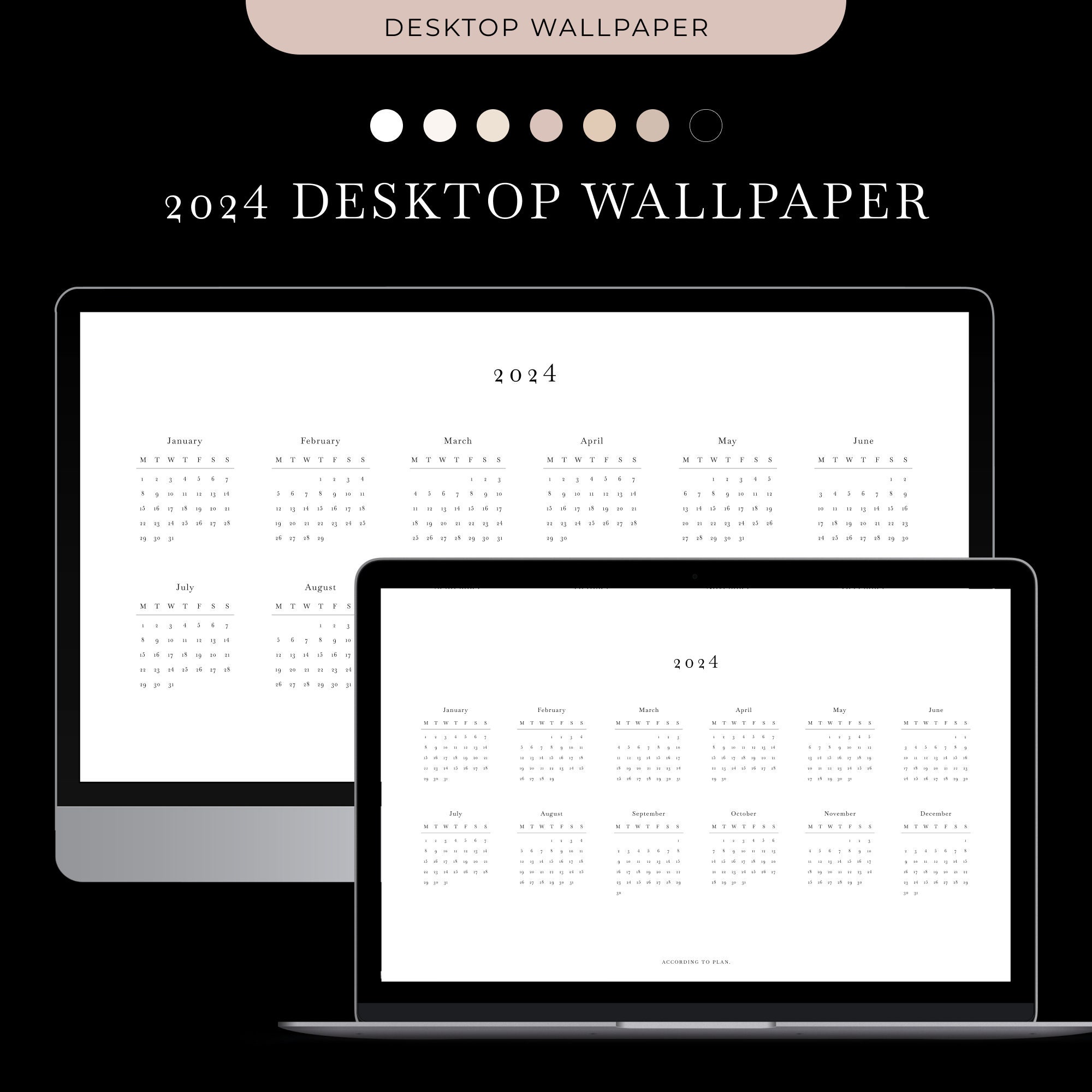 2024 Yearly Calendar Desktop Wallpaper, MacBook Wallpaper Desktop ...