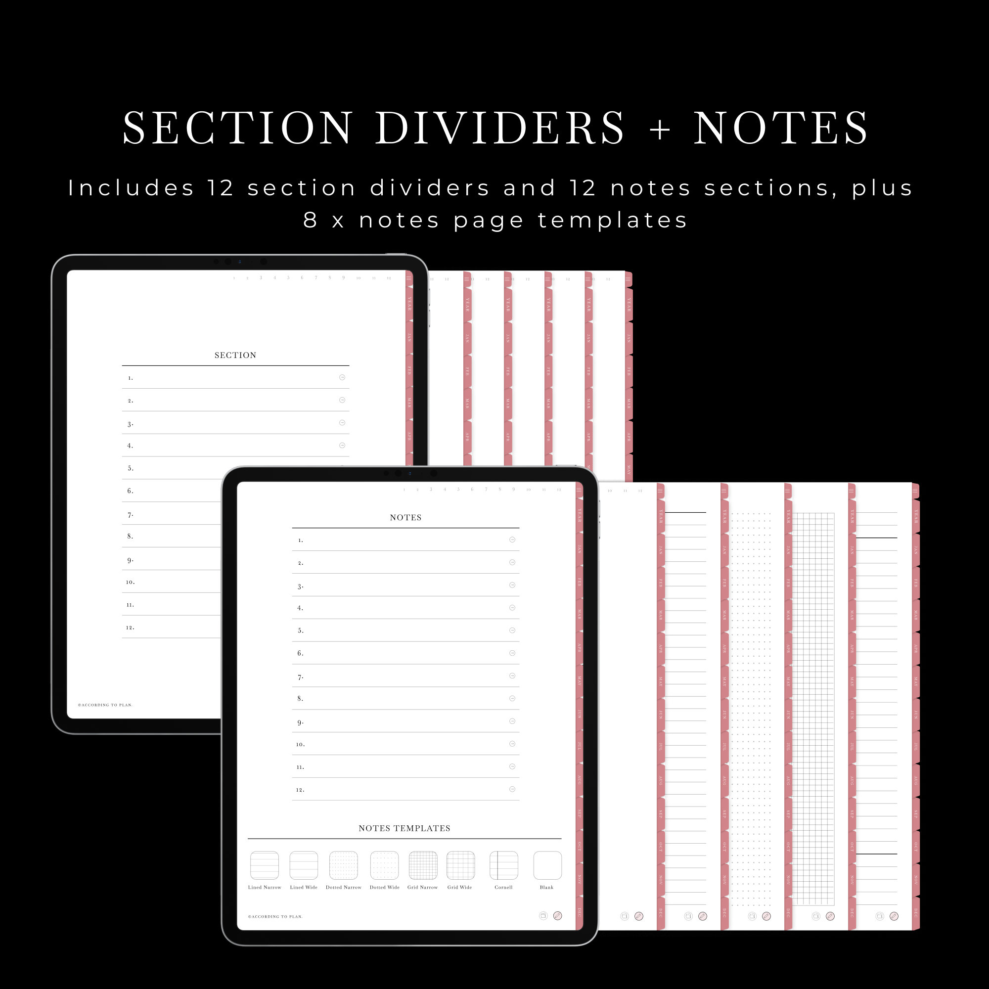 Undated Pink Digital Planner, Daily Planner, Weekly Planner, Monthly ...