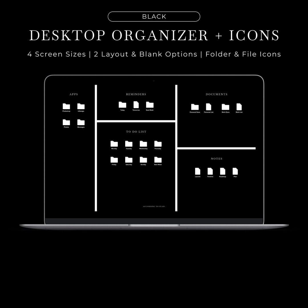 Desktop Organizer Wallpaper With Desktop Folder Icons - Etsy