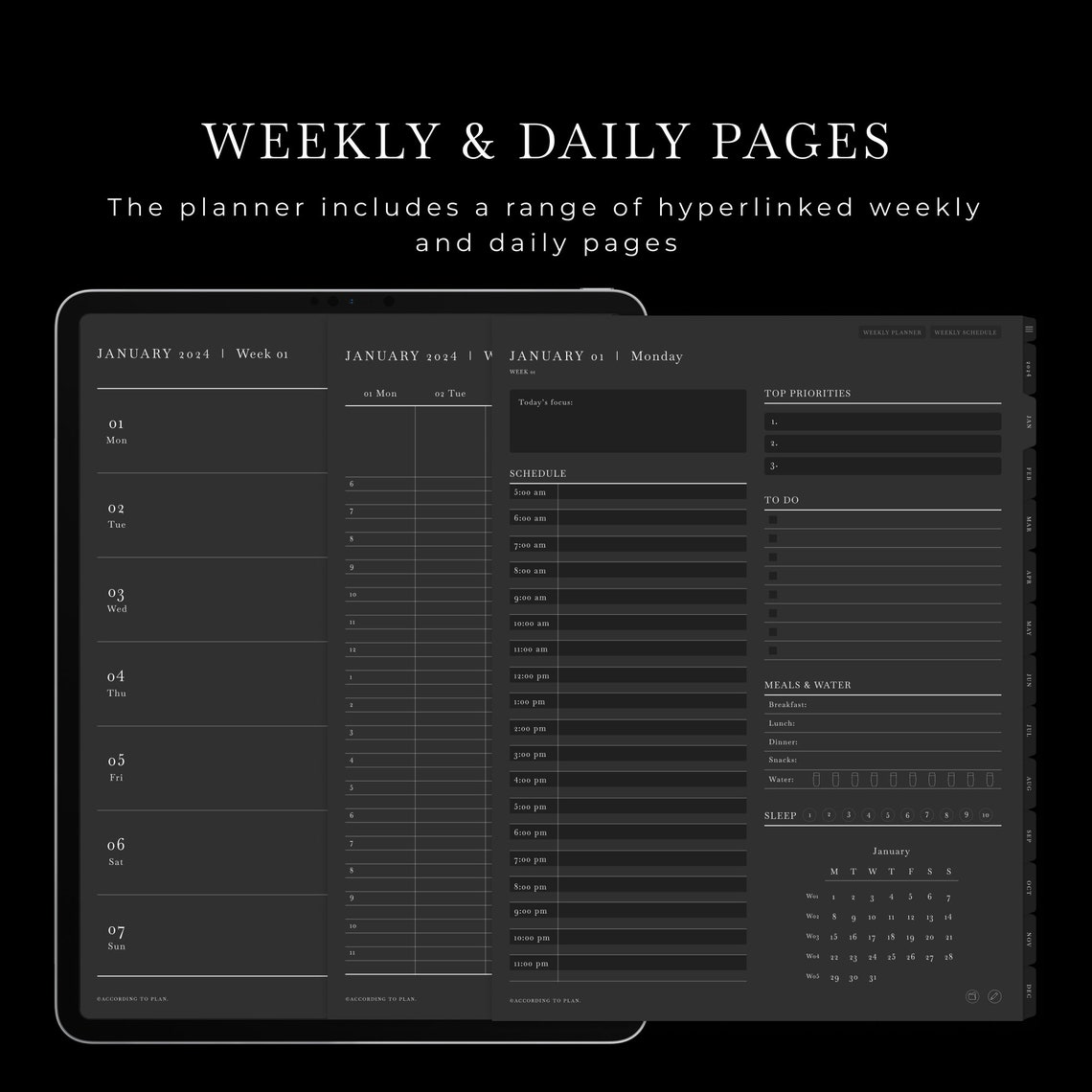 Personalized 2024 Dark Mode Digital Planner Custom Planner - Etsy
