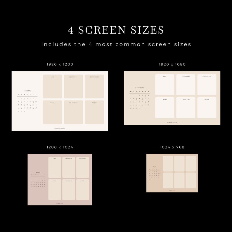 2024 Desktop Organizer, Wallpaper Organizer With 2024 Calendar, Laptop ...