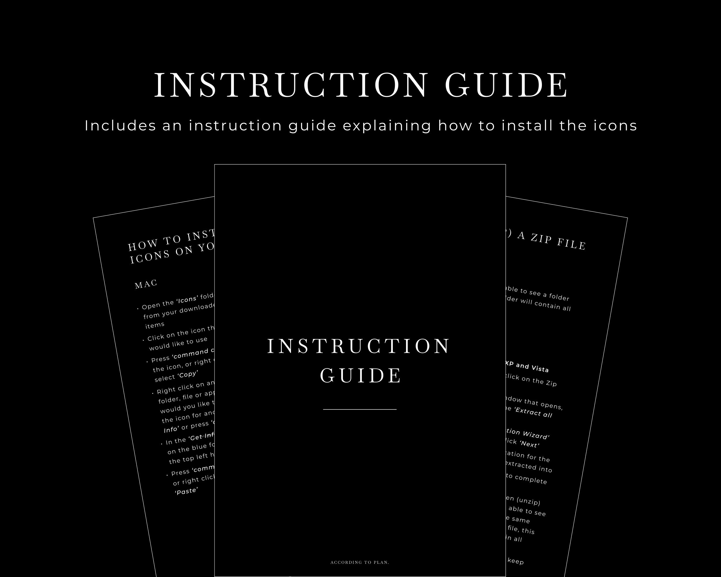 Black Desktop Folder & File Icons Pack for Mac Windows, Aesthetic ...