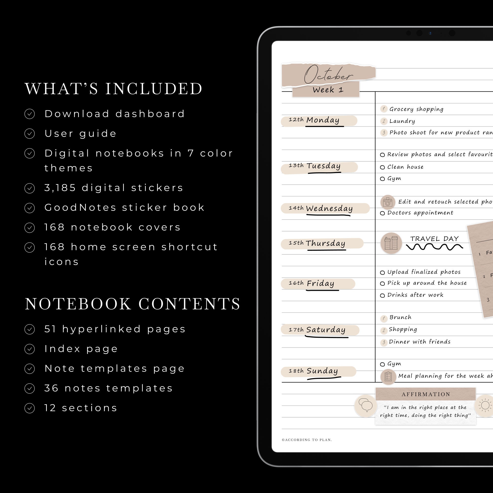 Digital Notebook, Hyperlinked Notebook With Tabs, Goodnotes Notebook ...