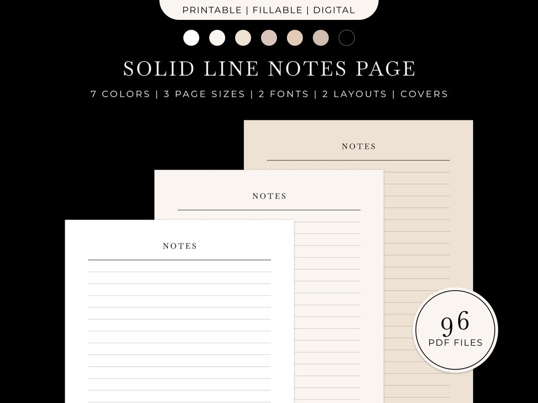 Editable Note Taking Template With Solid Line Printable Lined - Etsy