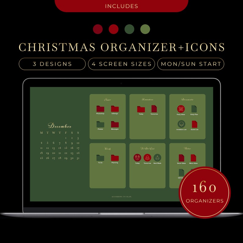 Christmas Desktop Organizer & Wallpaper Bundle With Desktop Icons ...