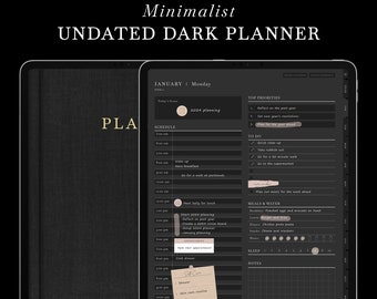 Dark Mode Undated Digital Planner, Daily Planner, Weekly Planner ...