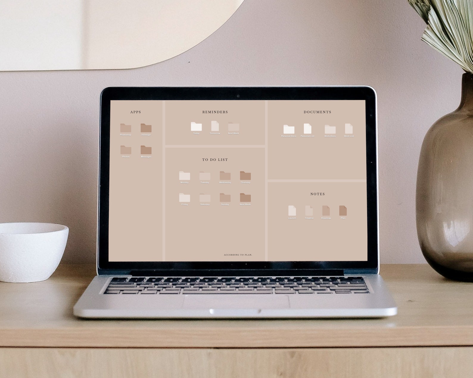 Desktop Wallpaper Organizer Neutral Blush Desktop Folder & - Etsy