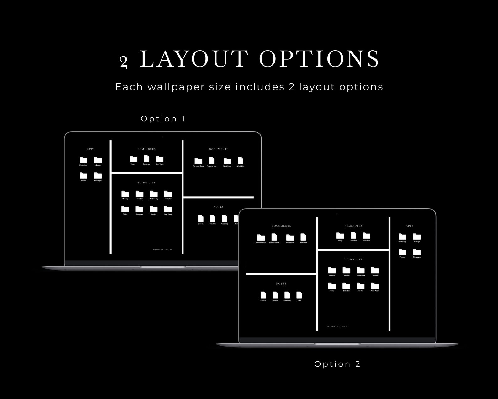Desktop Organizer Wallpaper With Desktop Folder Icons, Aesthetic Black ...