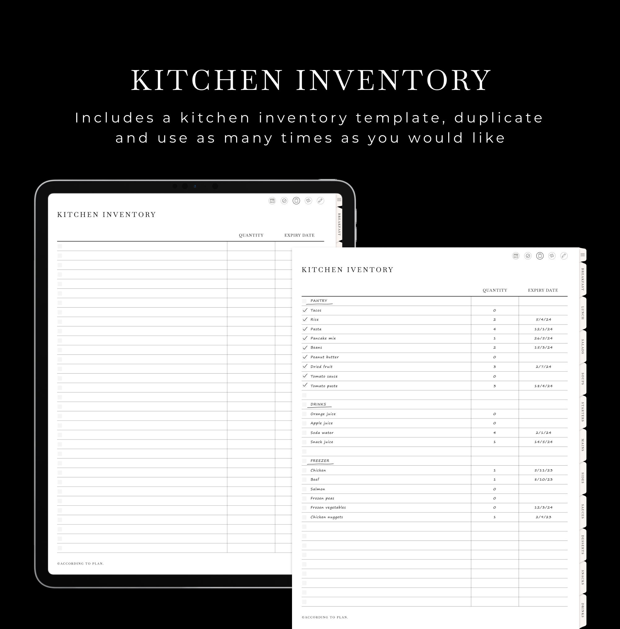 Digital Recipe Book With 7 Neutral Color Tabs, Hyperlinked Digital ...