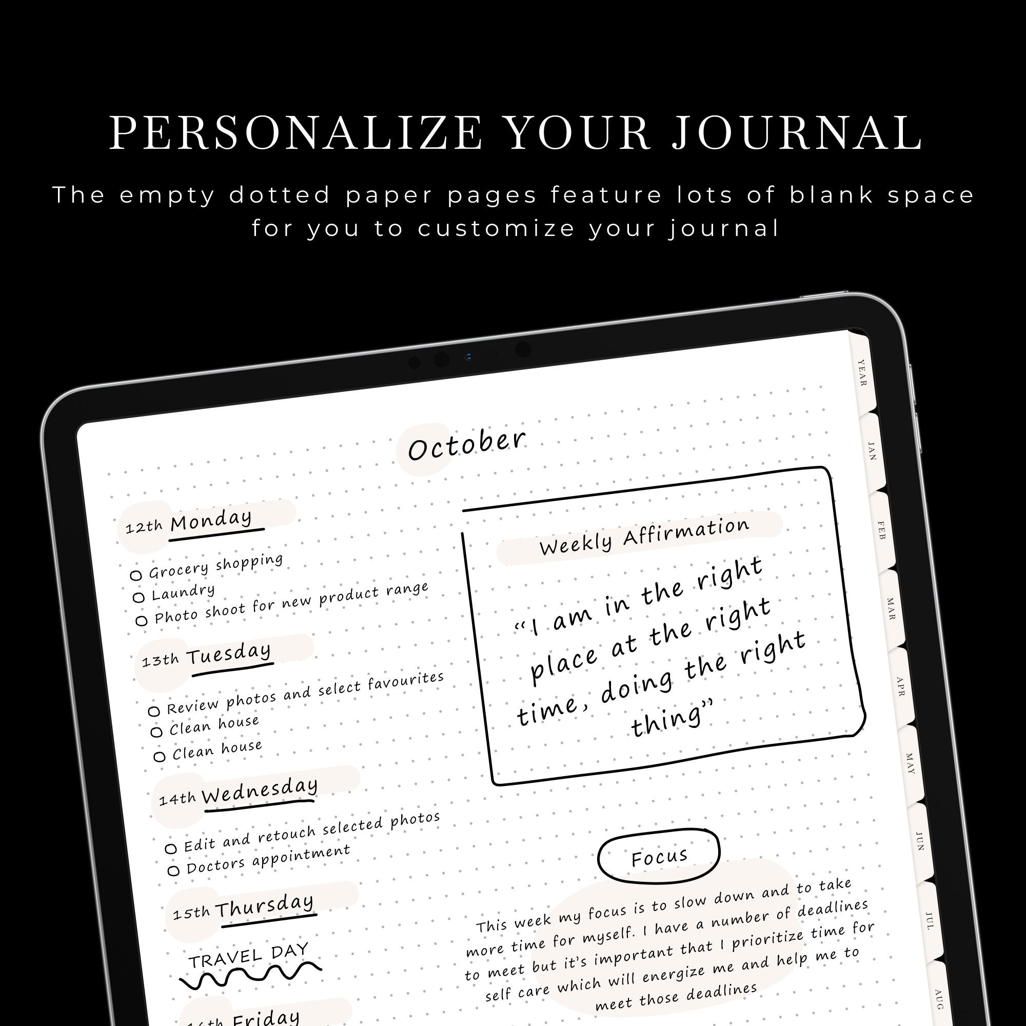 Digital Bullet Journal Aesthetic Blank Dot Grid Journal - Etsy