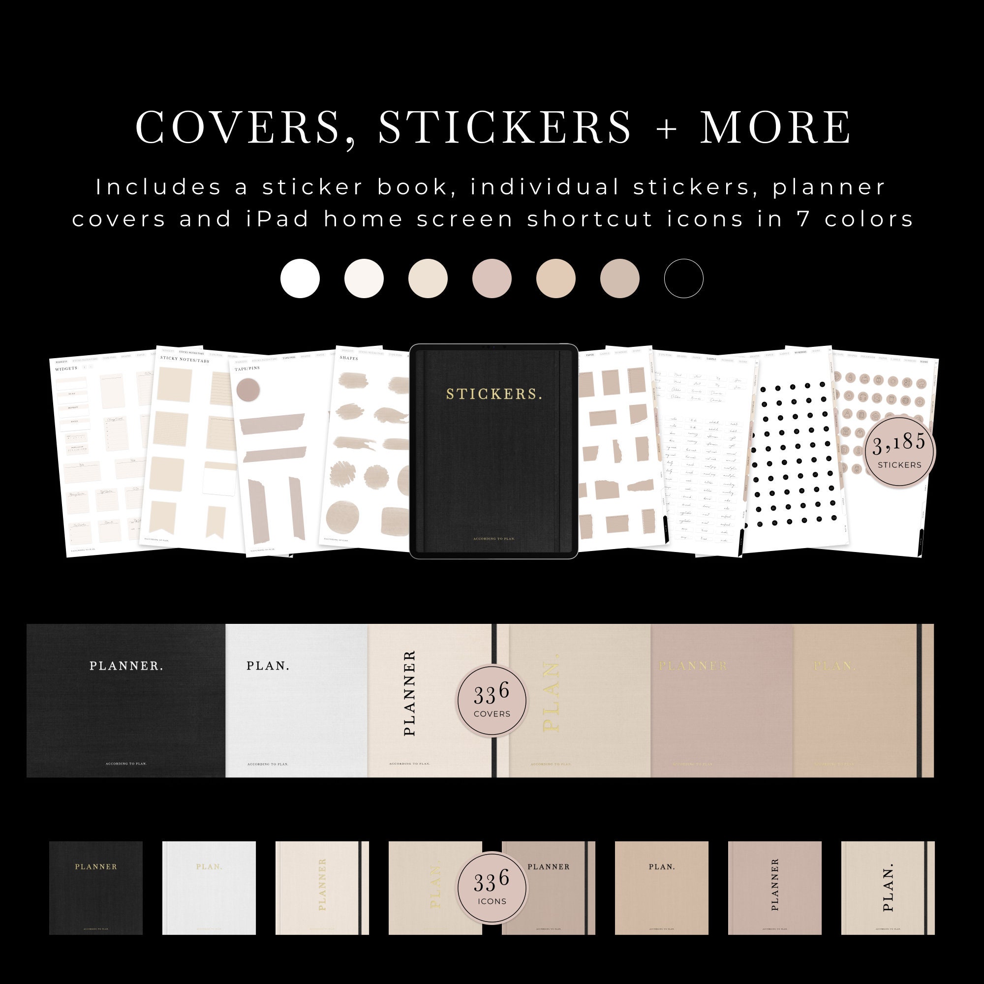 Dark Mode Undated Digital Planner, Daily Planner, Weekly Planner ...