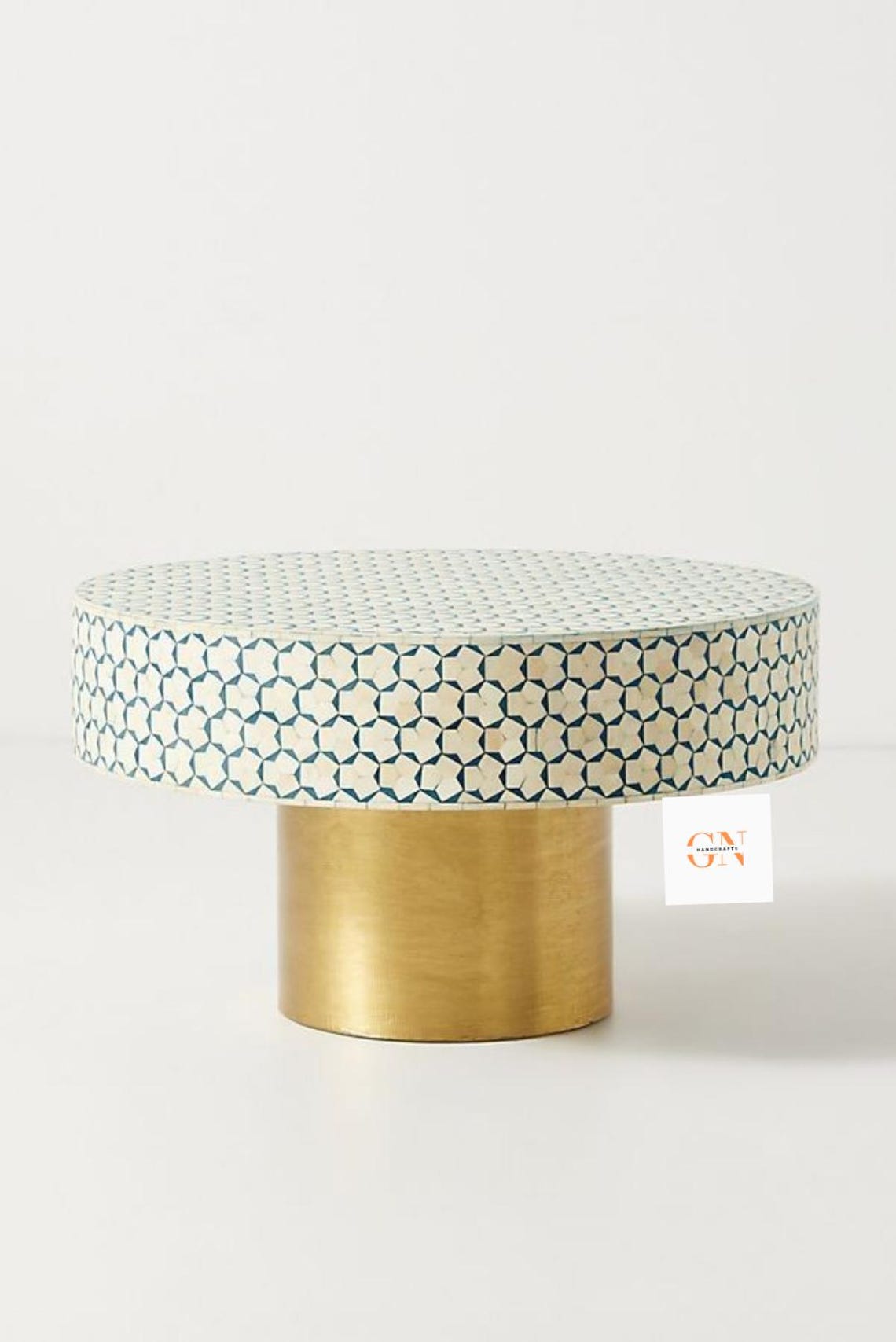 Handmade Bone Inlay Round Coffee Table| Unique Coffe Table| Bone Inlay ...